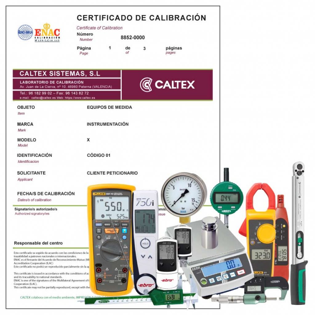 Certificado Calibración Equipos de Medición - CALTEX | Certificados ENAC