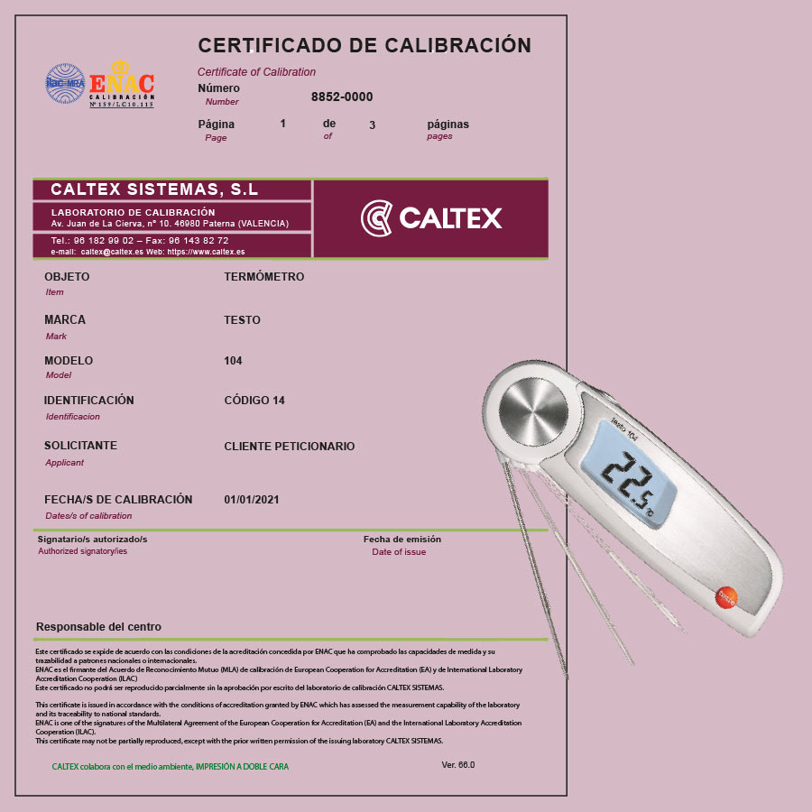 Calibración de Termómetros Testo 104 | Caltex